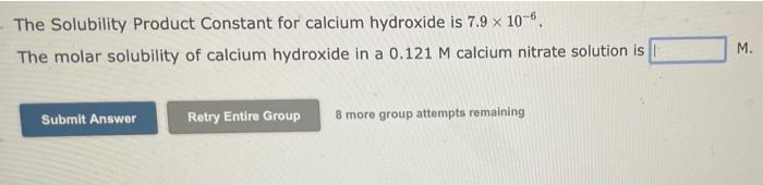 Solved The Solubility Product Constant for calcium hydroxide | Chegg.com