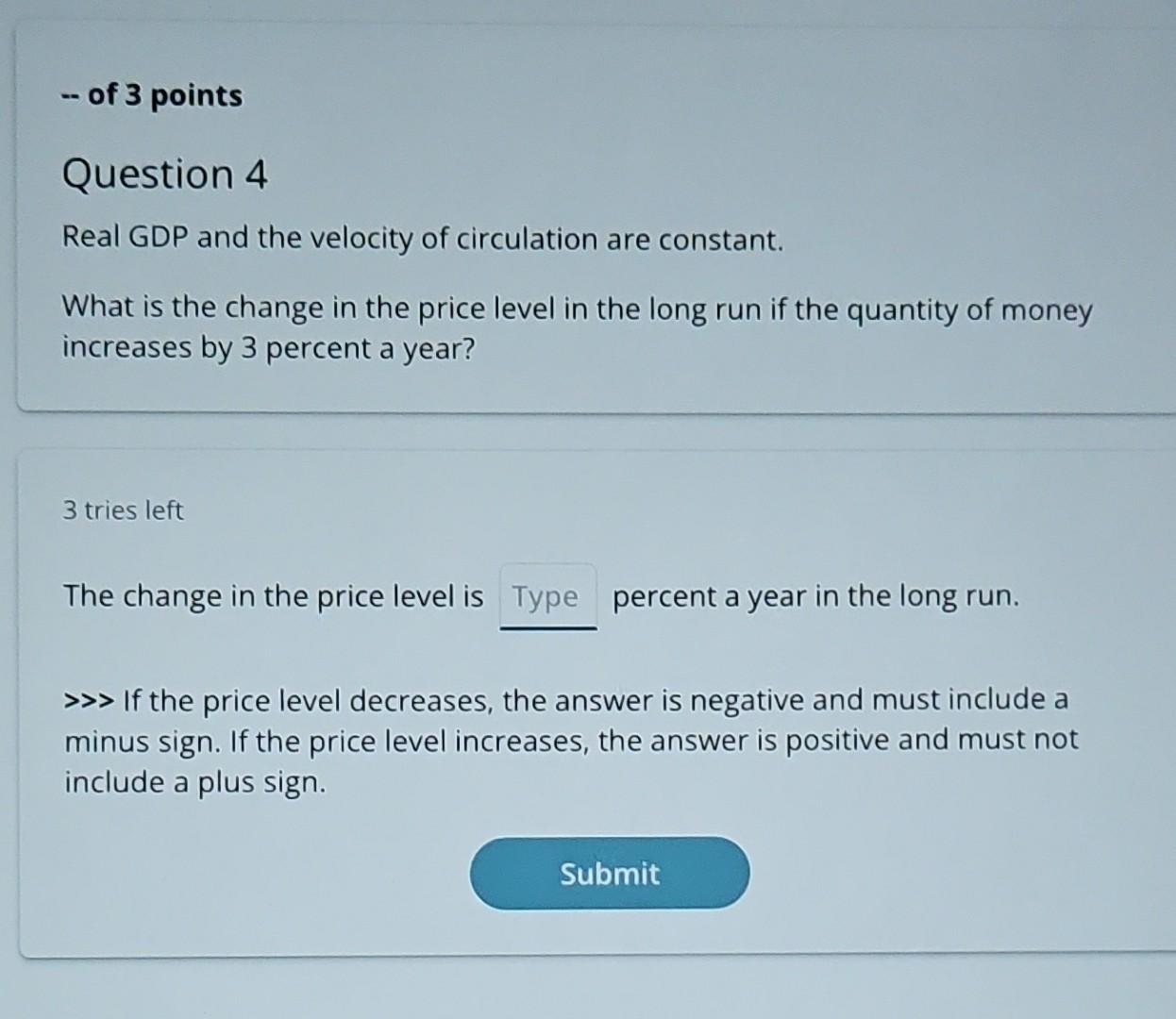 Solved Question 4 Real GDP and the velocity of circulation | Chegg.com