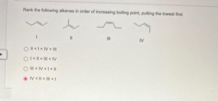 Solved Rank the following alkenes in order of increasing | Chegg.com