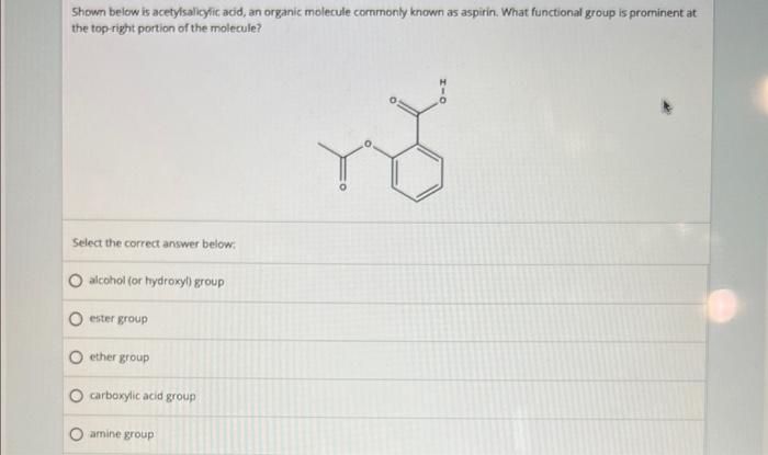 Solved Shown below is acetylsalicylic acid, an organic | Chegg.com