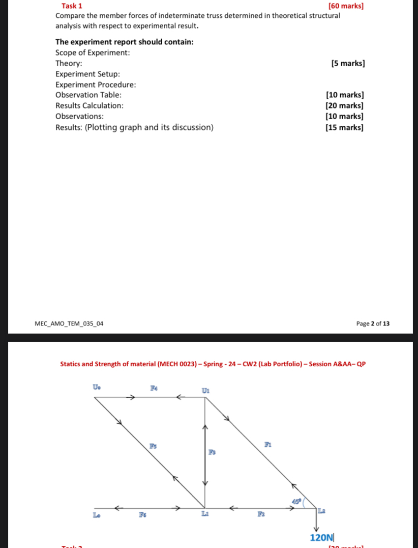 Solved Task 1[60 ﻿marks]Compare the member forces of | Chegg.com