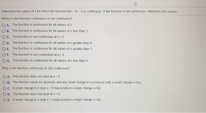 Solved Where Is The Function Continuous Or Not Continuous O