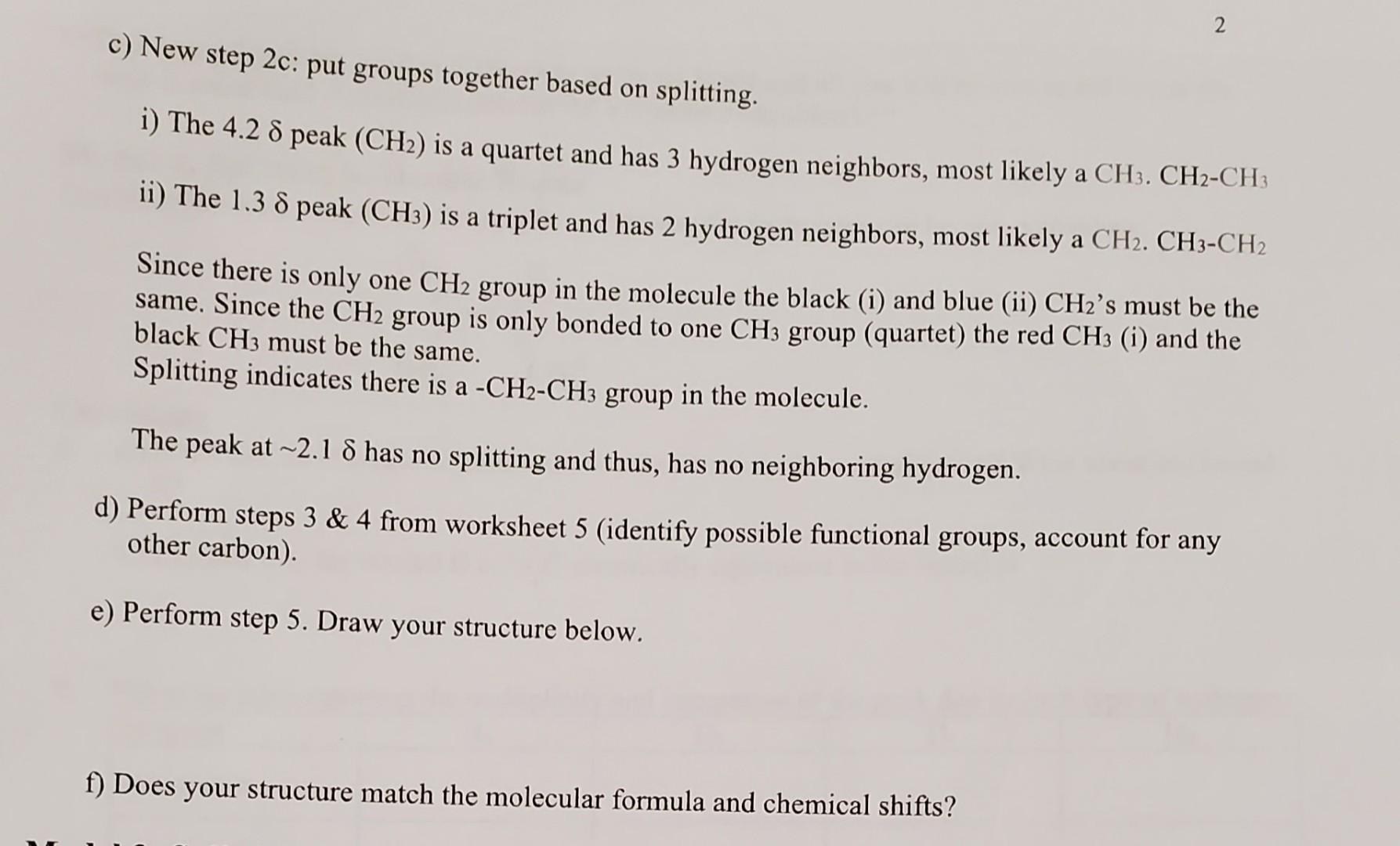 Solved Model 2: Using Splitting to Solve NMR Structures To | Chegg.com