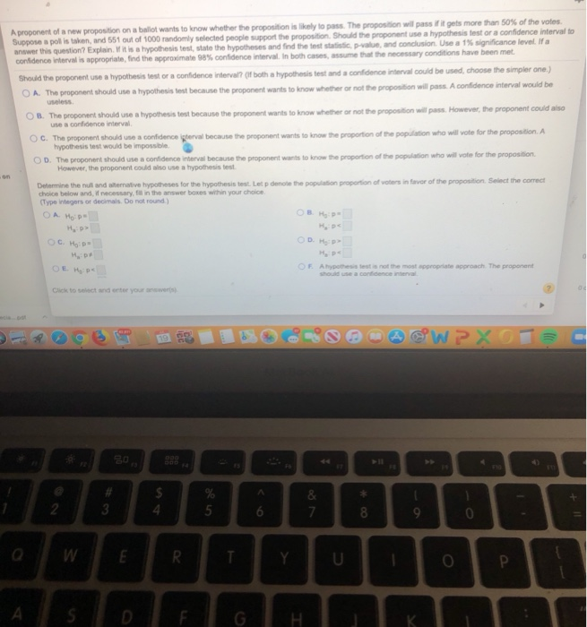 Solved A proponent of a new proposition on a ballot wants to | Chegg.com