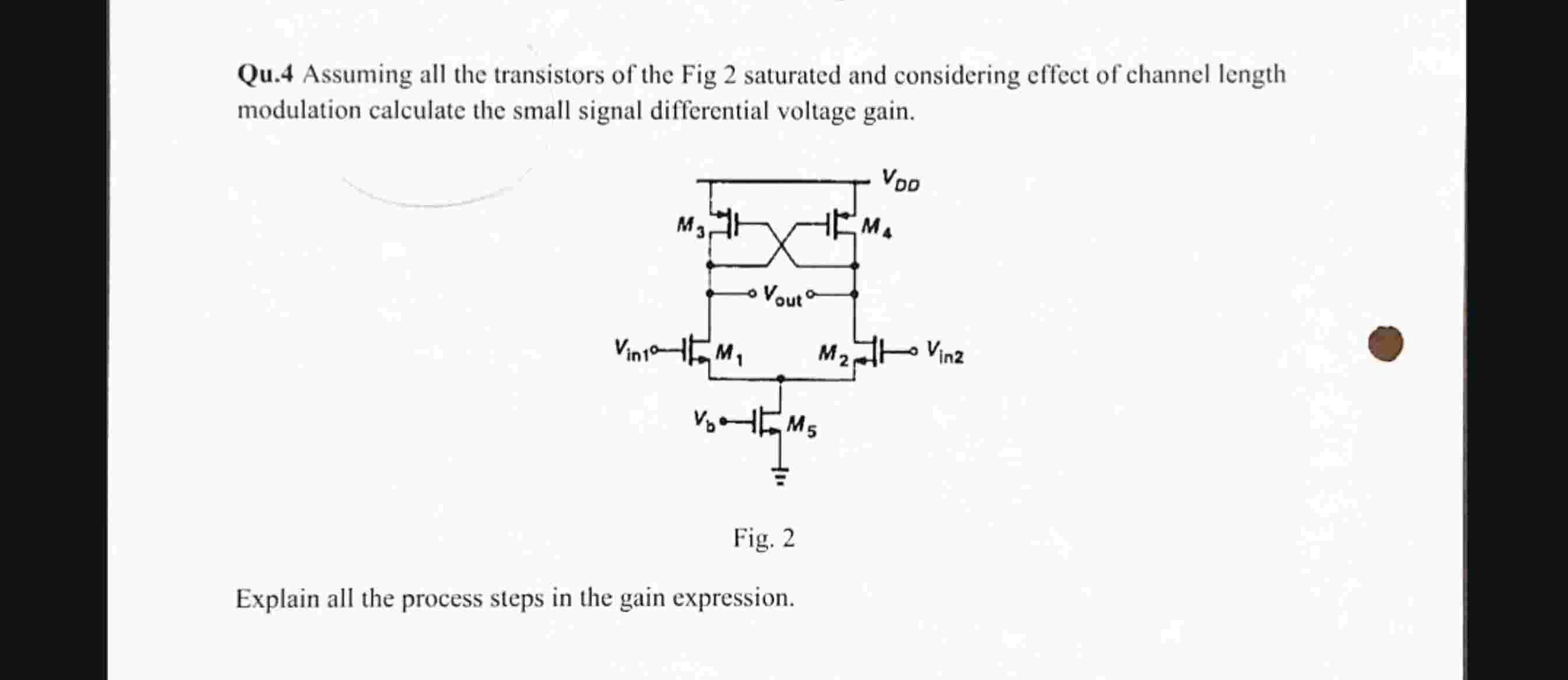 Solved Qu. 4 ﻿Assuming all the transistors of the Fig 2 | Chegg.com