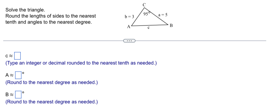 Solved Solve the triangle.Round the lengths of sides to the | Chegg.com