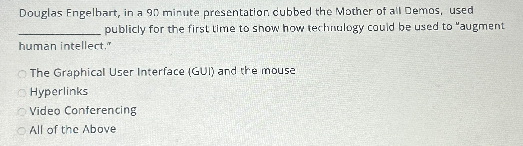 Solved Douglas Engelbart, in a 90 ﻿minute presentation | Chegg.com
