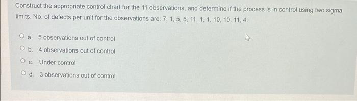Solved Construct the appropriate control chart for the 11 | Chegg.com