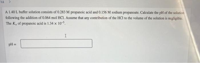Solved 111 A 1.40 L buffer solution consists of 0.283 M | Chegg.com