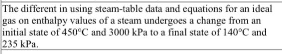 Solved The different in using steam-table data and equations | Chegg.com