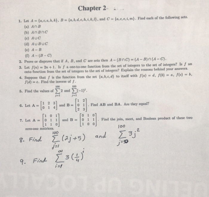 Solved Chapter 2 1. Let A = {a,,,h,k), B = {a,b,d,e, h, | Chegg.com