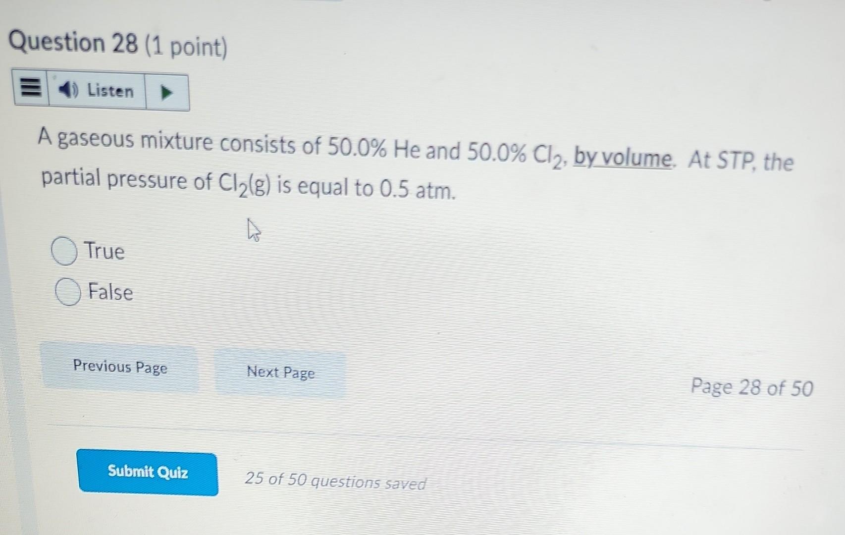 Solved A gaseous mixture consists of 50.0%He and 50.0%Cl2, | Chegg.com