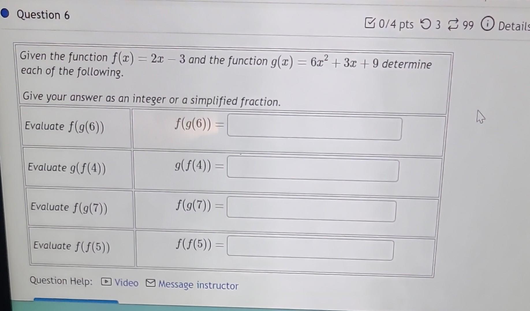 Solved Question Help: Video Message instructorFunction | Chegg.com