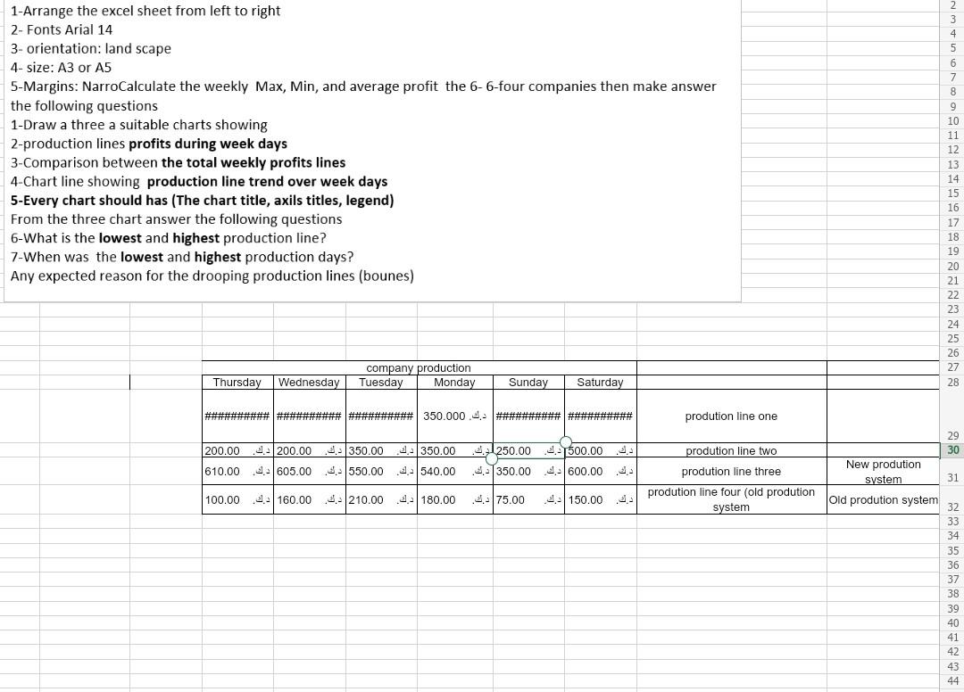 Solved 1 Arrange The Excel Sheet From Left To Right 2 Fonts Chegg