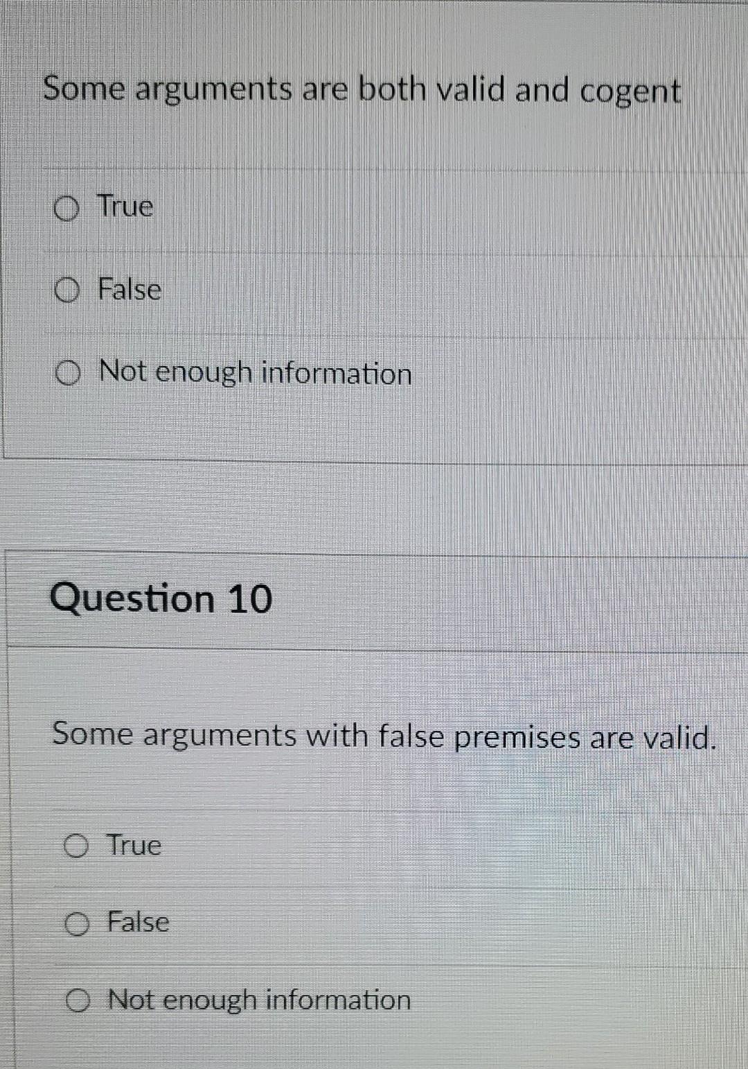 Solved Some arguments are both valid and cogent O True False | Chegg.com
