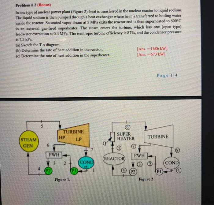 Problem #2 (Bonus) In one type of nuclear power plant | Chegg.com