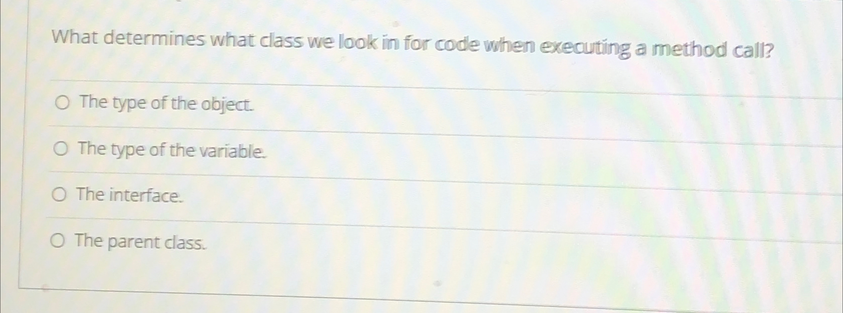 Solved What determines what class we look in for code when | Chegg.com
