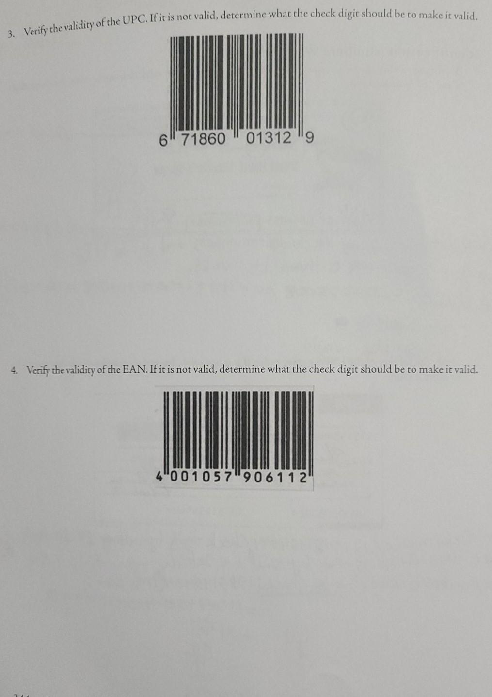 3. Verify the validity of the UPC. If it is not | Chegg.com