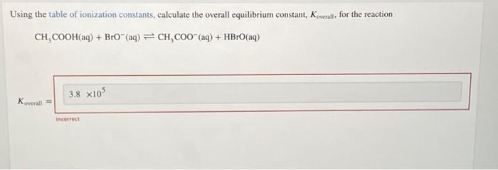 Solved Using the table of ionization constants, calculate | Chegg.com