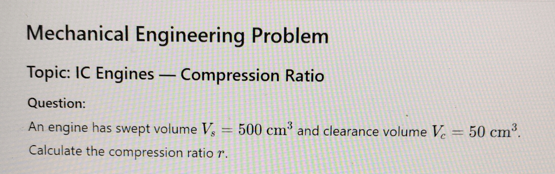 Solved Mechanical Engineering ProblemTopic: IC Engines - | Chegg.com