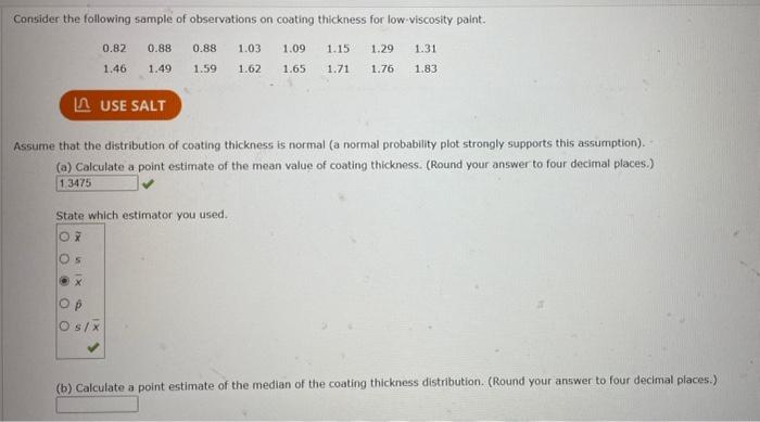 Solved Consider the following sample of observations on | Chegg.com