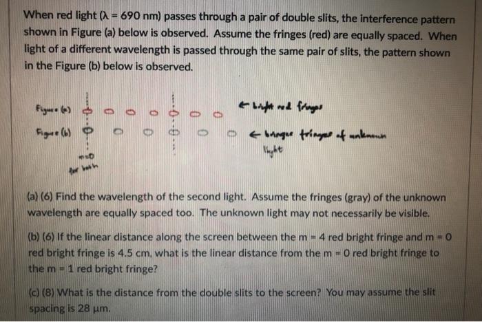 Solved When red light ( = 690 nm) passes through a pair of | Chegg.com