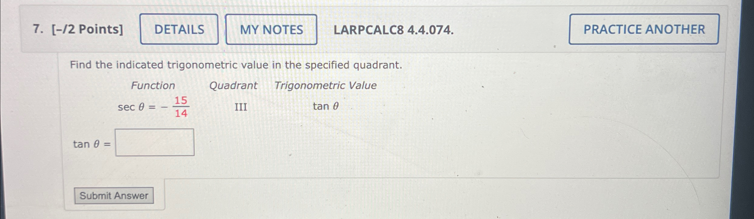 Solved Points]LARPCALC8 4.4.074.Find the indicated | Chegg.com