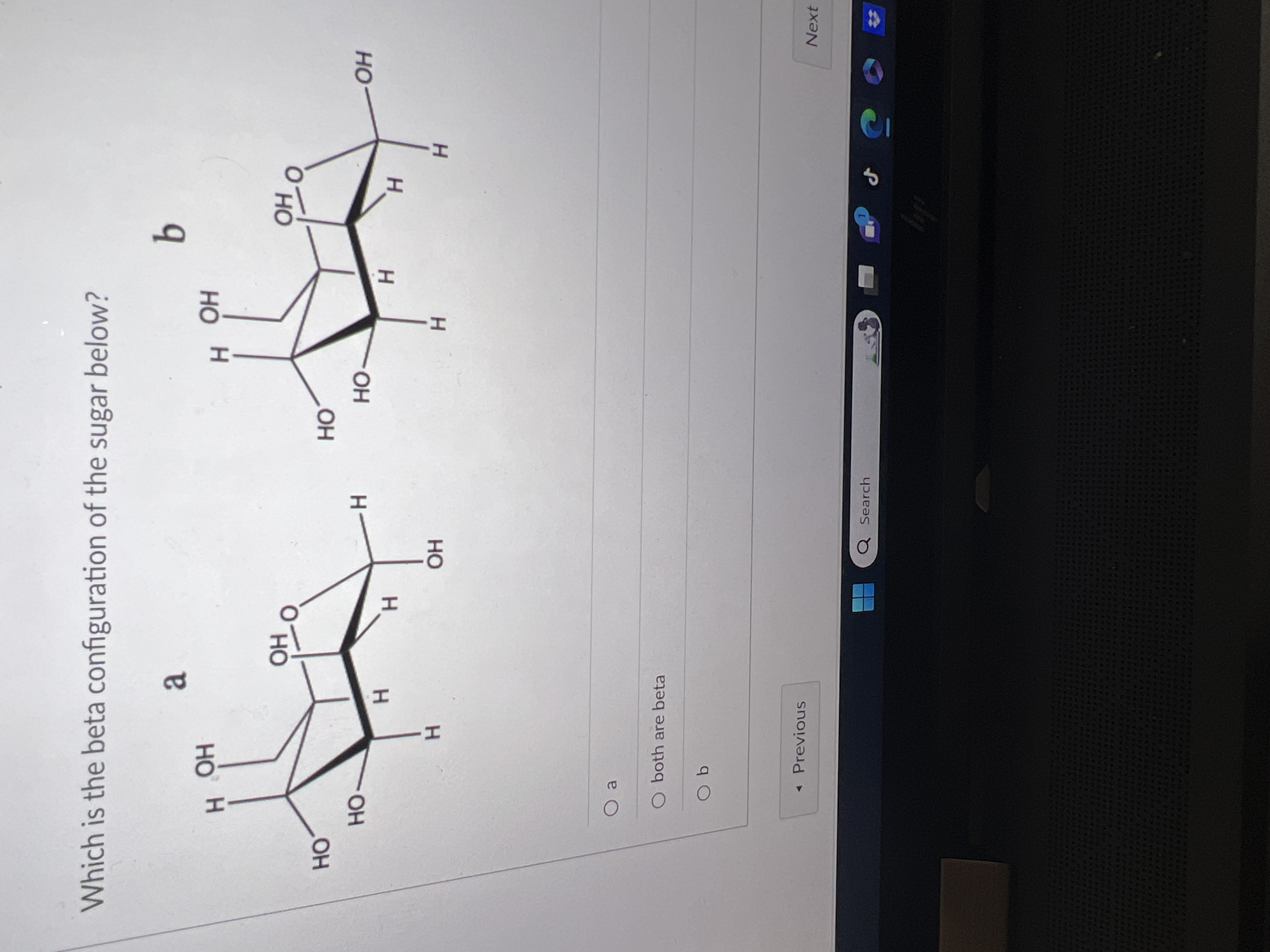 Solved Which is the beta configuration of the sugar | Chegg.com