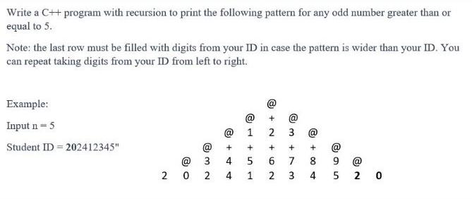 Solved Write a C++ ﻿program with recursion to print the | Chegg.com