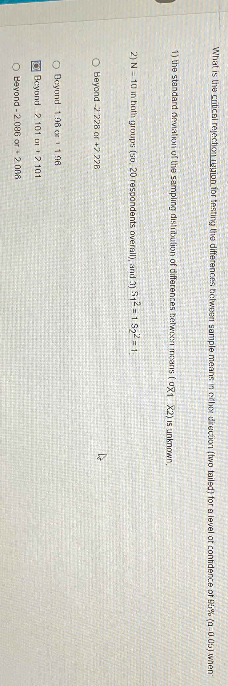 Solved What is the critical rejection region for testing the | Chegg.com
