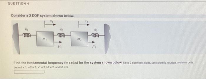 Solved Consider a 2 DOF system shown below. Let | Chegg.com