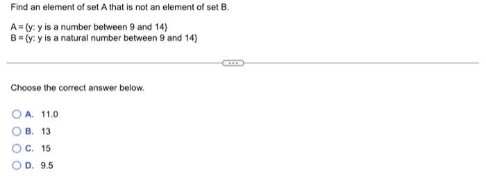 Solved Find an element of set A that is not an element of | Chegg.com
