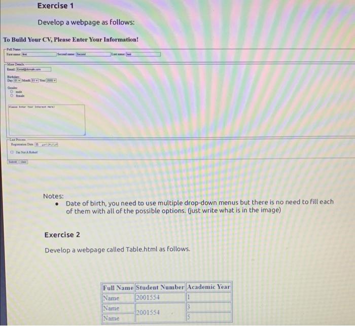 Solved Develop a webpage as follows: To Build Your CV, | Chegg.com