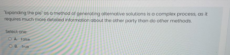 Solved "Expanding the pie" as a method of generating | Chegg.com