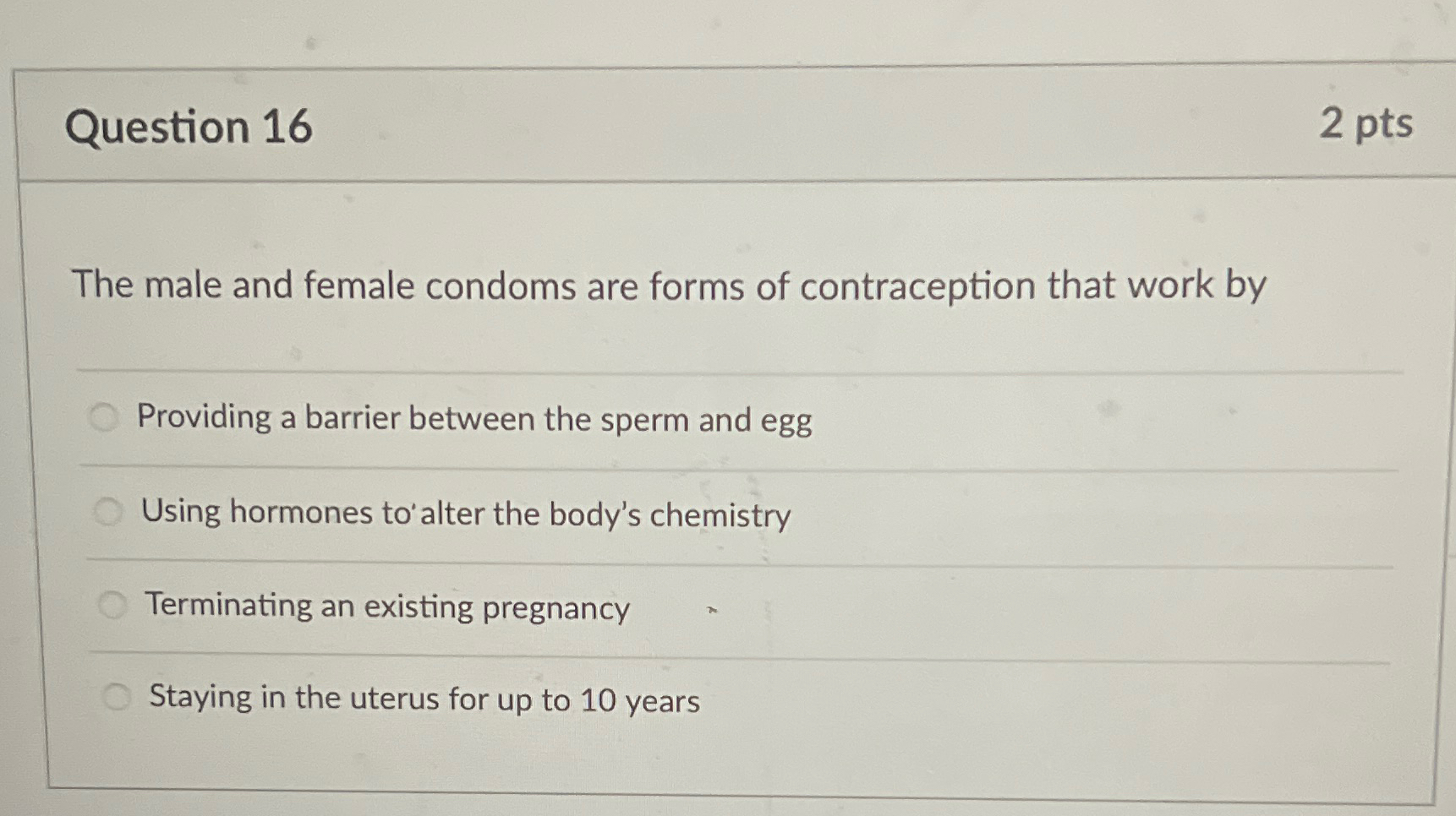 Solved Question 162 ﻿ptsThe male and female condoms are | Chegg.com