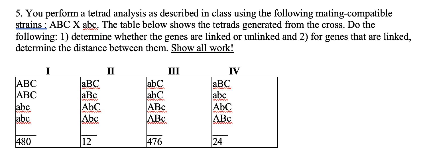 Solved You perform a tetrad analysis as described in class | Chegg.com