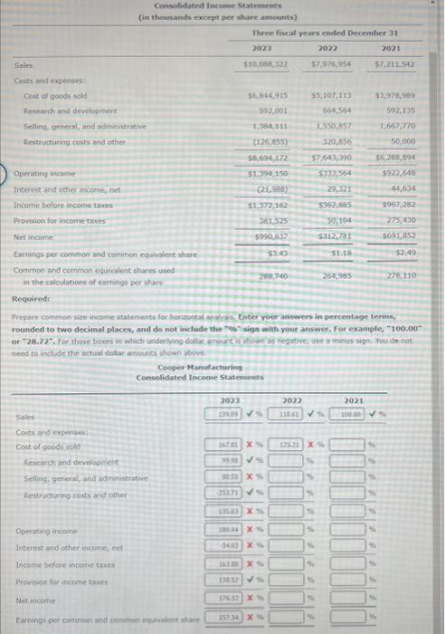 Solved Consolidated Incene statements rounded to two decimal | Chegg.com