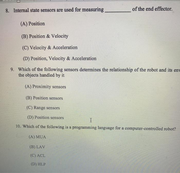 Solved 1. A Robot is a (A) Programmable (B) Multifunctional | Chegg.com