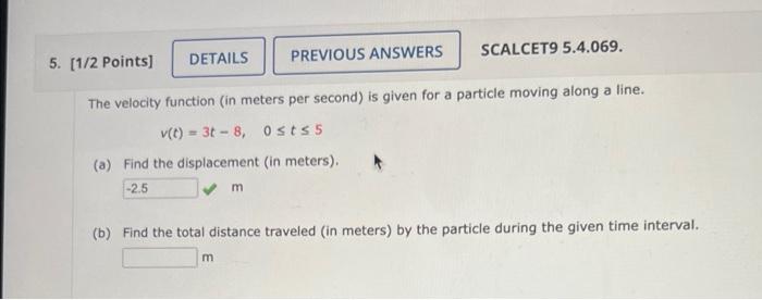 Solved The velocity function (in meters per second) is given | Chegg.com