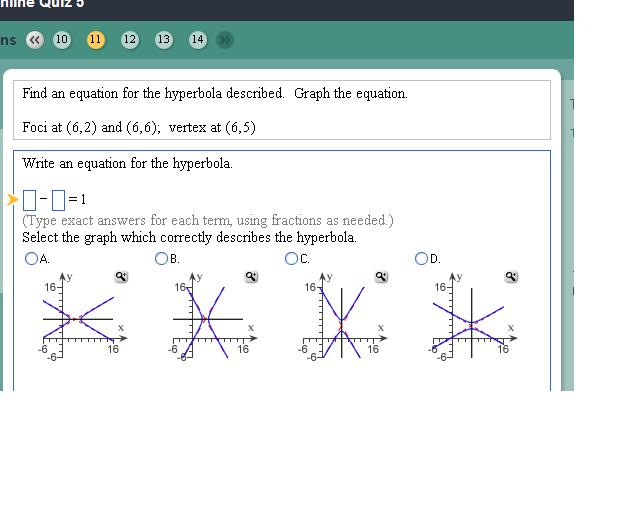 Solved Find an equation for the hyperbola described. Graph | Chegg.com