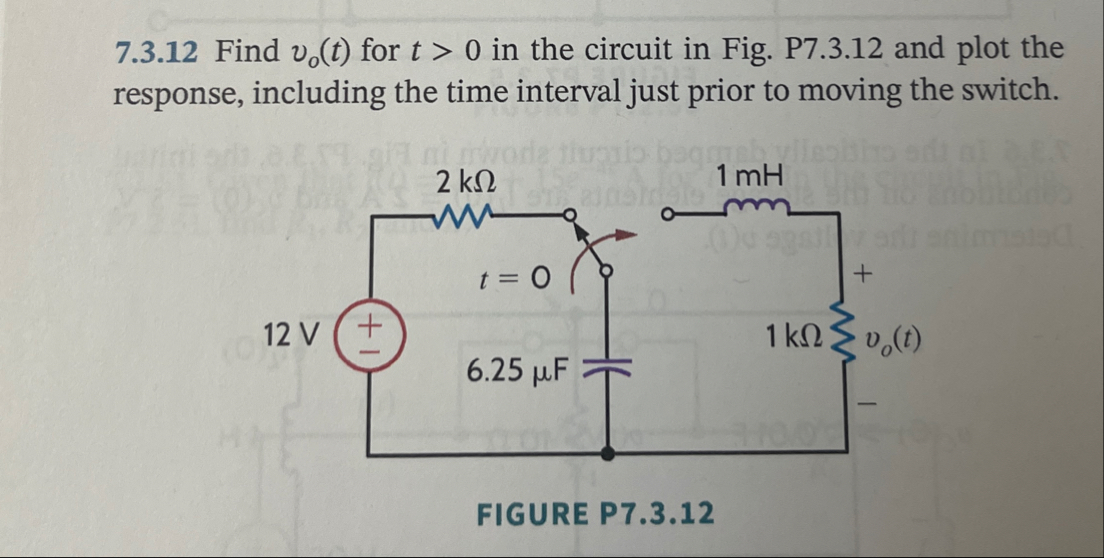 Solved 7.3.12 ﻿Find vo(t) ﻿for t>0 ﻿in the circuit in Fig. | Chegg.com