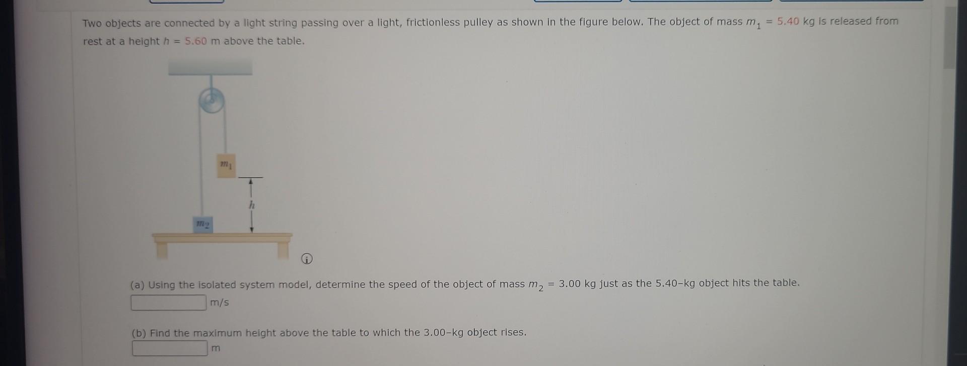 Solved Two Objects Are Connected By A Light String Passing 9202