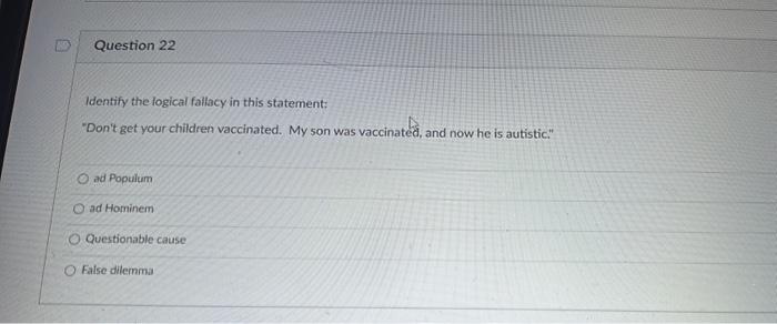 Identify the logical fallacy in this statement: | Chegg.com