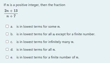 Solved If n is a positive integer, then the fraction | Chegg.com