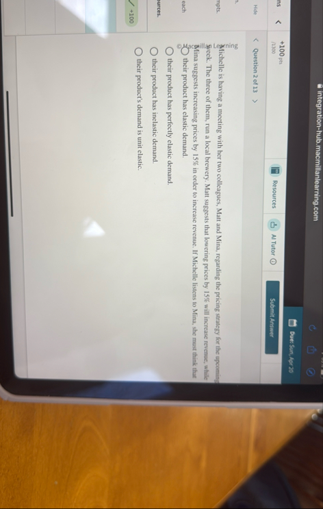 Solved integration-hub.macmillanlearning.comDue: Sun, Agr 20 | Chegg.com