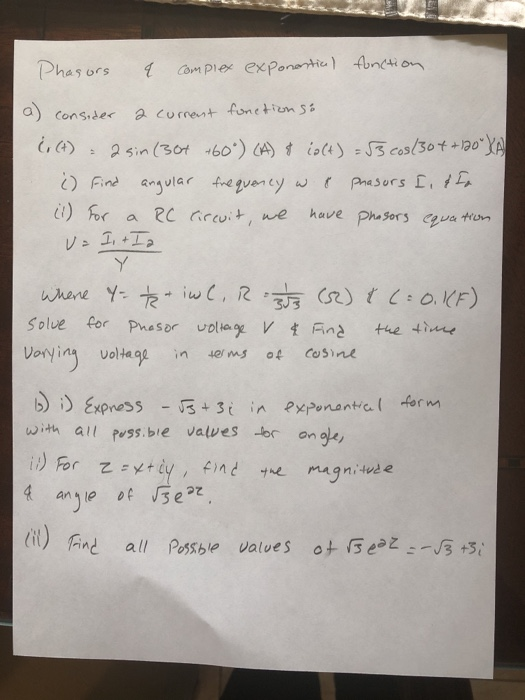 Solved Phasors 4 complex exponential function consider 2 | Chegg.com