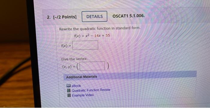 Solved Rewrite the quadratic function in standard form. | Chegg.com
