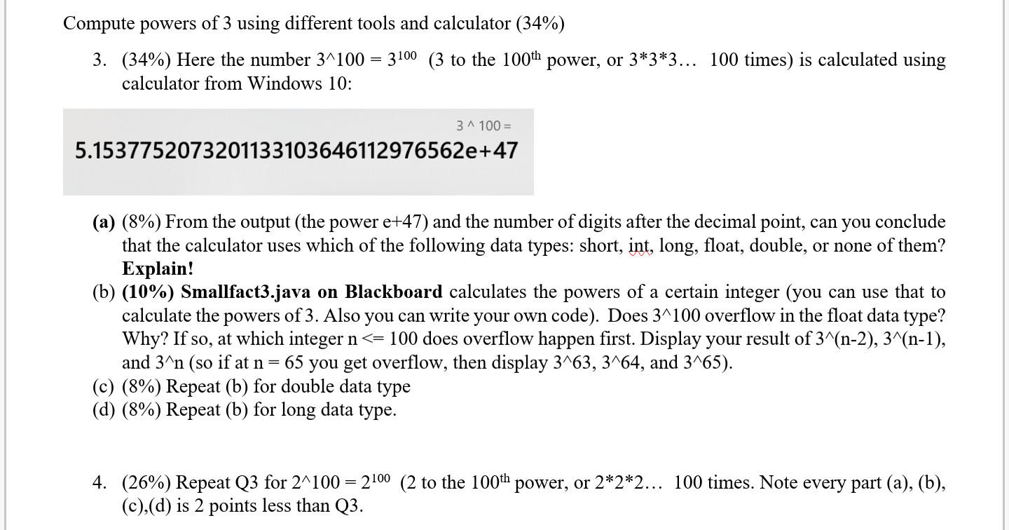 Solved Compute powers of 3 using different tools and | Chegg.com
