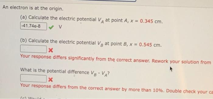 Solved An electron is at the origin. (a) Calculate the | Chegg.com