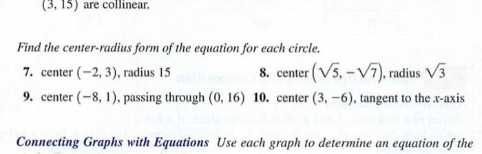 Solved Find the center-radius form of the equation for each | Chegg.com